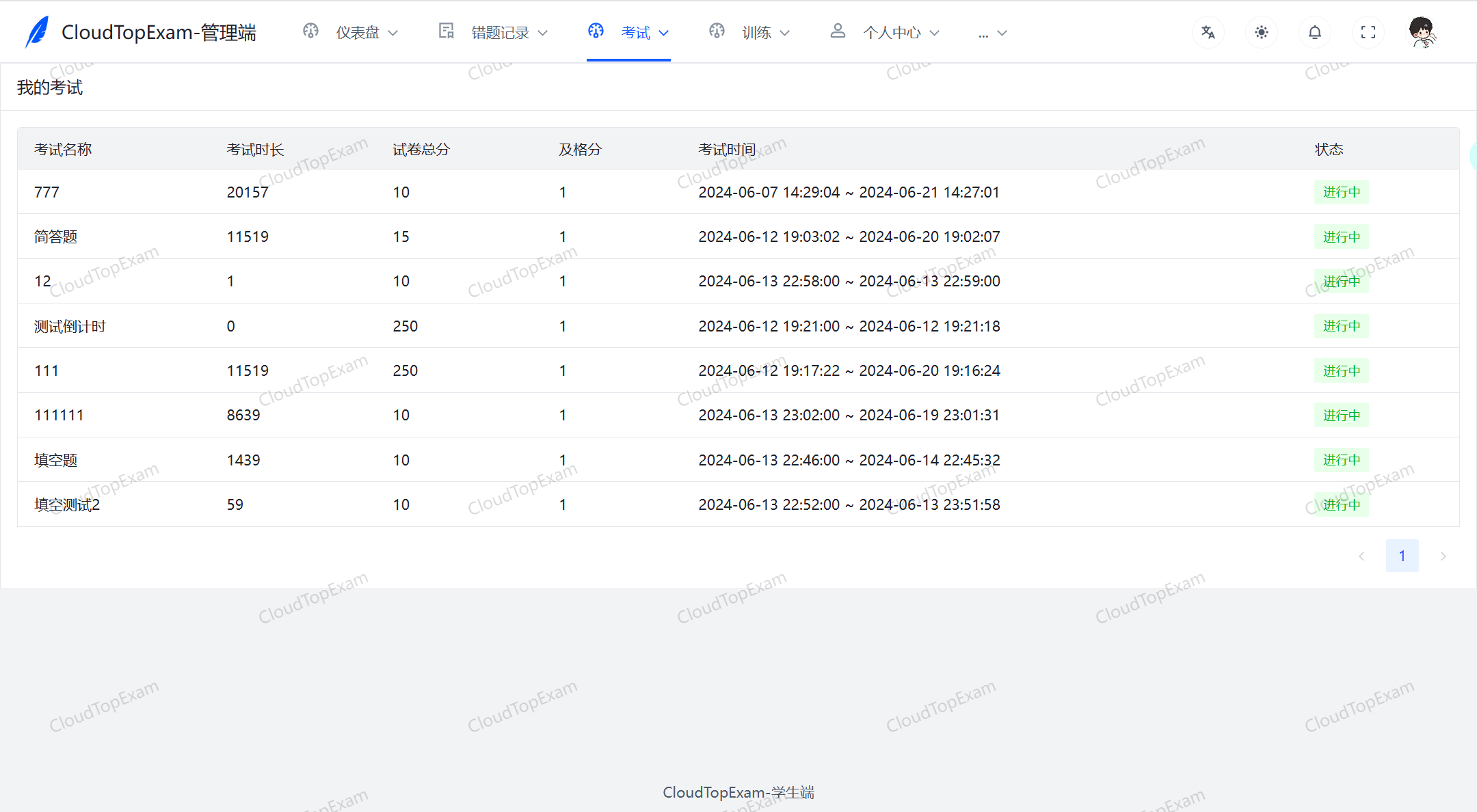 系统截图展示 | CloudTopExam